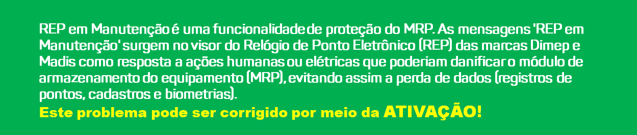 Solucione o erro Rep Manutenção DIMEP e MADIS Relógios de Ponto